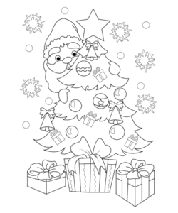 Download Christmas Tree and Santa Coloring Page: Free Printable Drawings